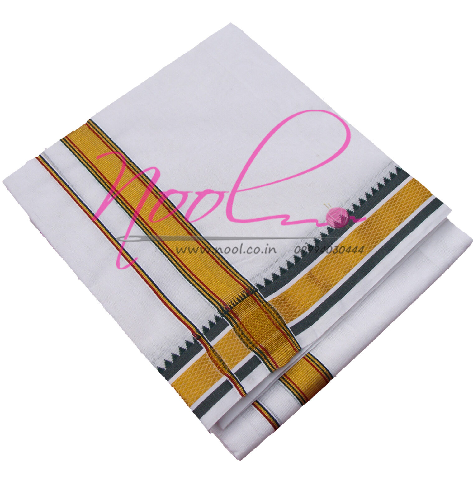 Panchakacham Dhoti White Cotton 10x6 Mulam 5 Mayilkan Towel DHO.55 - Nool